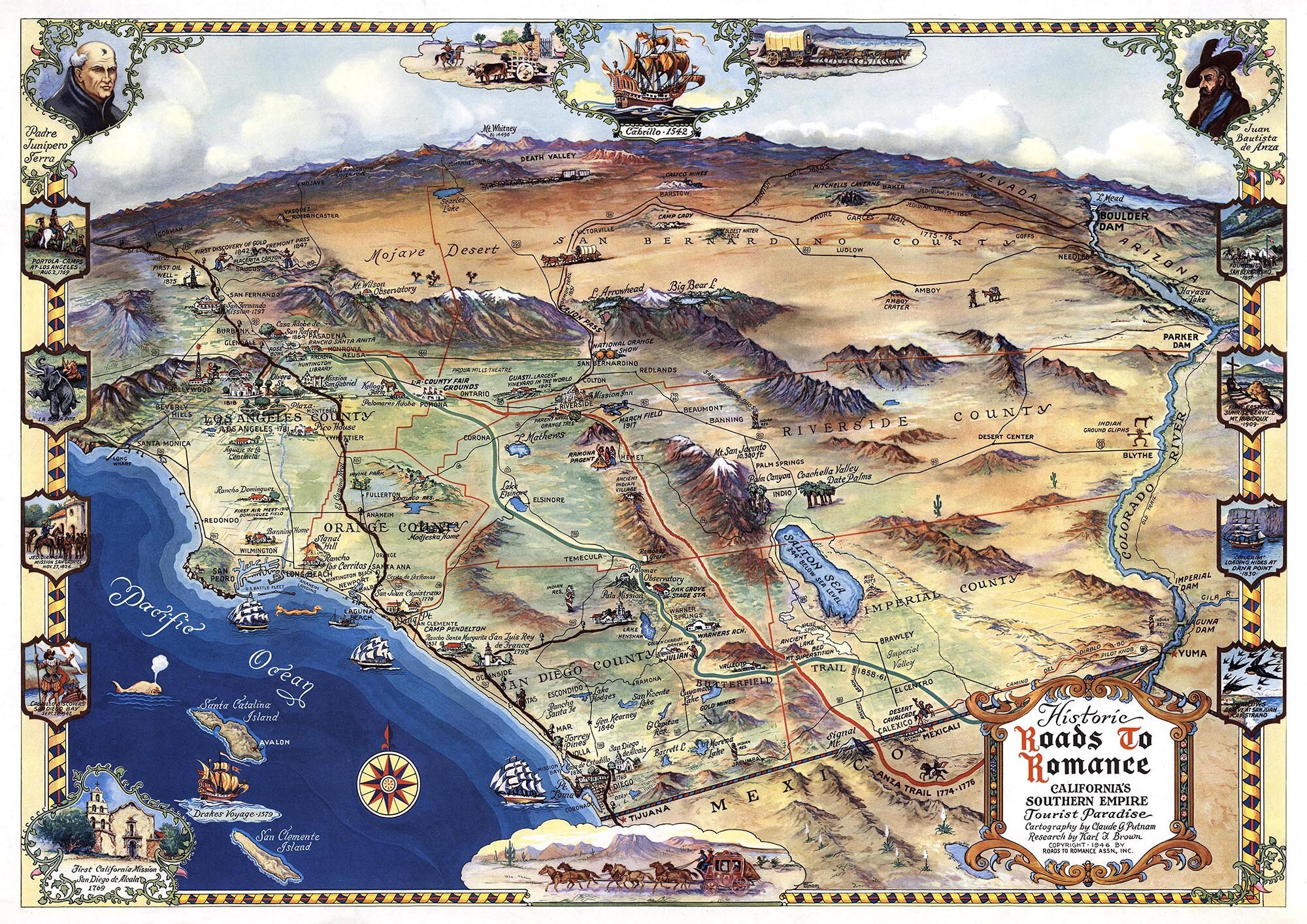 Southern California Map Print Digital Pictorial Map LA Download ...
