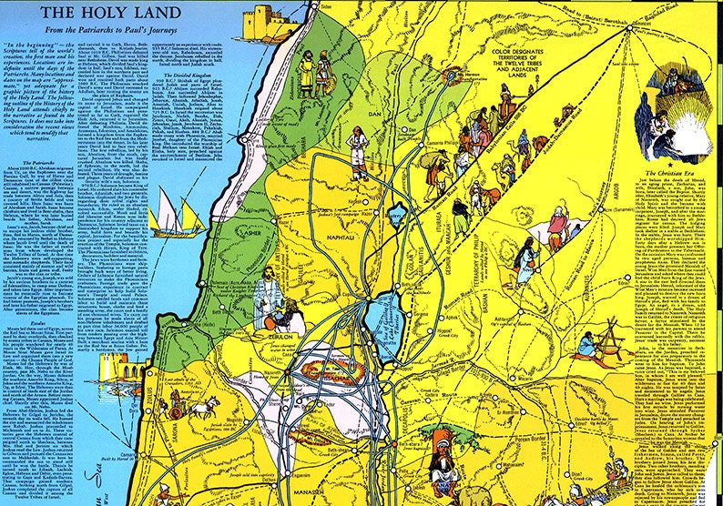 Holy Land Map Jerusalem Bible Timeline - Religious Map of Holy Land ...