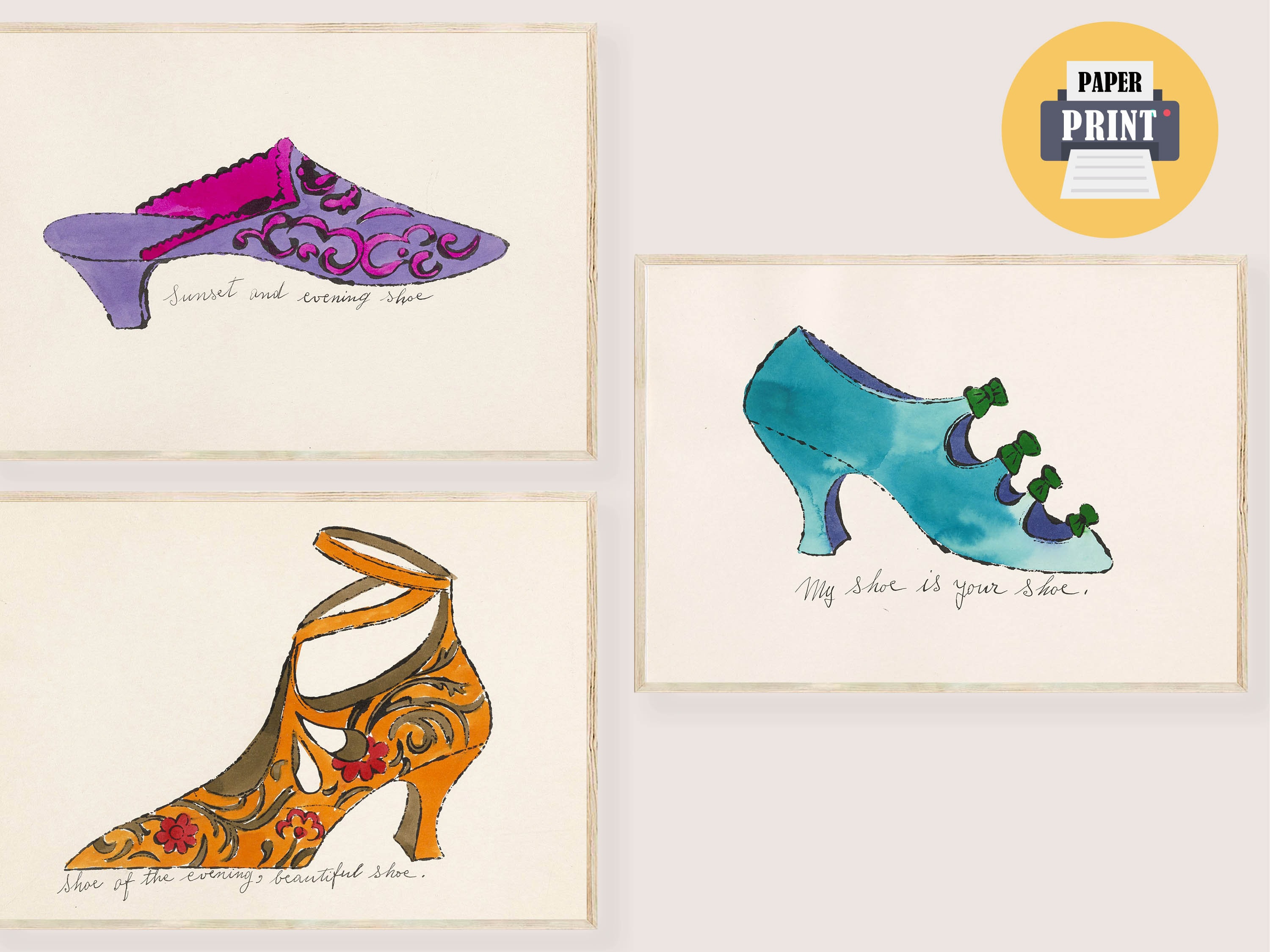 Andy Warhol Shoes Prints Glamour Style 3 Posters Pop Art Andy Warhol ...