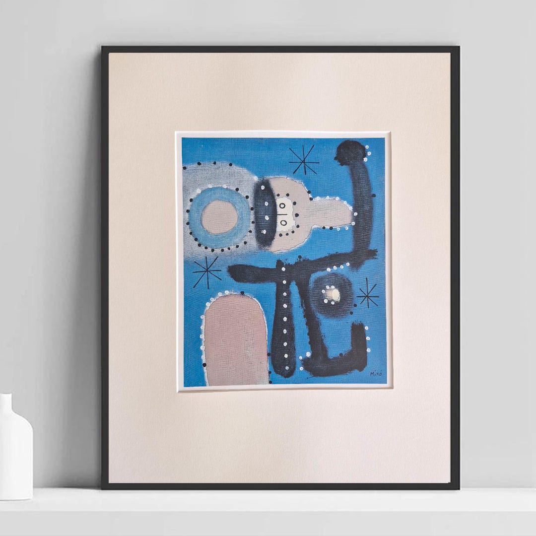 Joan Miro Lithograph 1980s Poster Art Print - Naive Art Blue Abstract ...