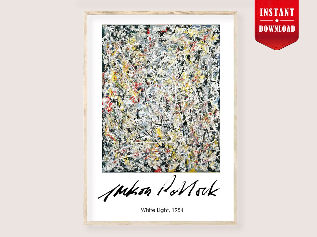 Jackson Pollock White Light Art Print Download - Abstract Art Pollock Poster Digital Print ...