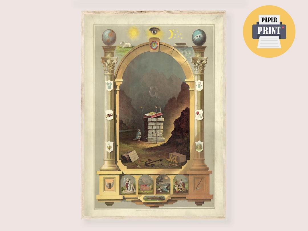 Freemason Poster Masonic History Art Vintage Masonic Freemasonry Art ...