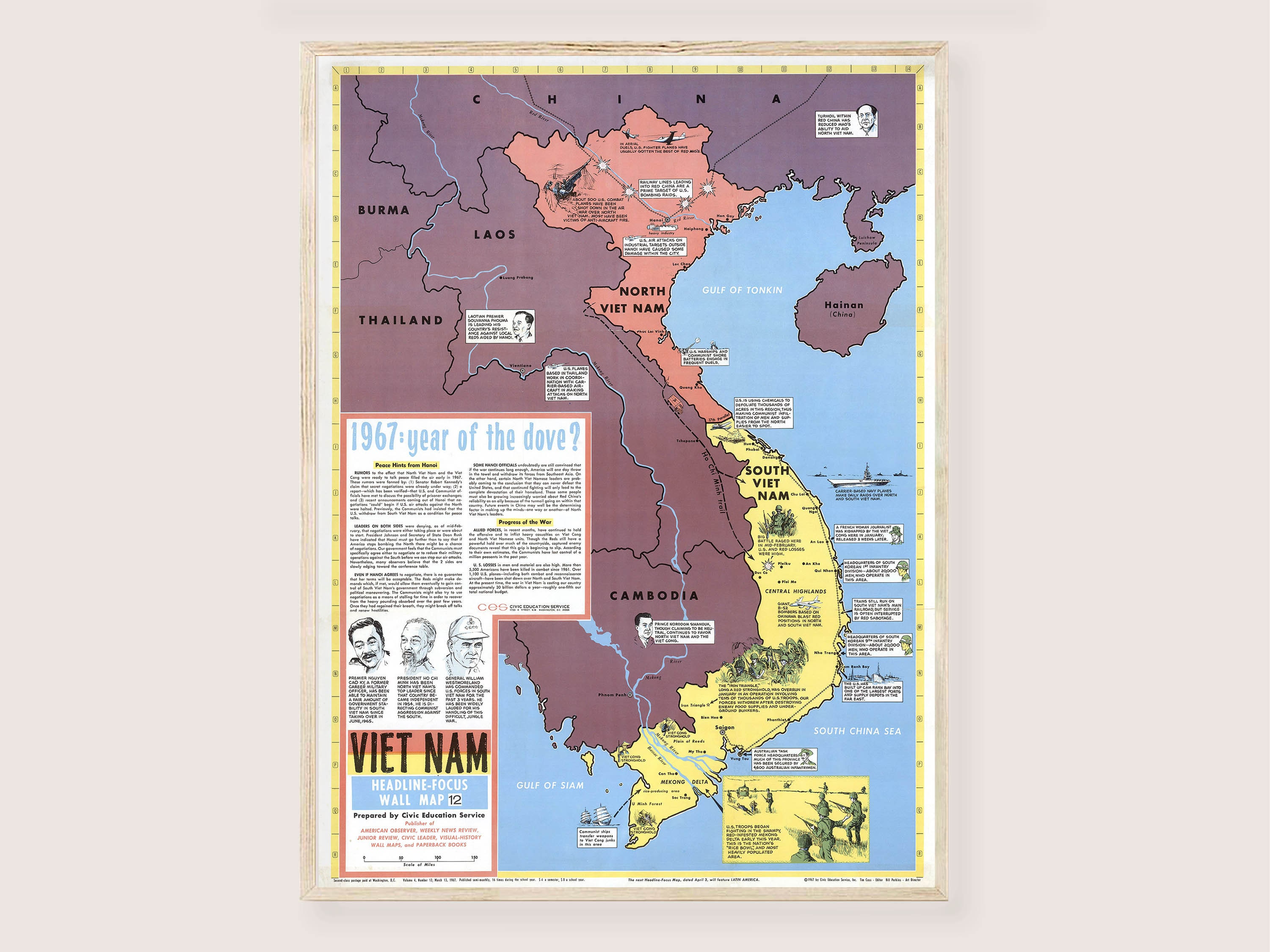 Vietnam Map 1967 Digital Pictorial Vietnam War Conflict Vintage Military Cartography Asia Asian ...