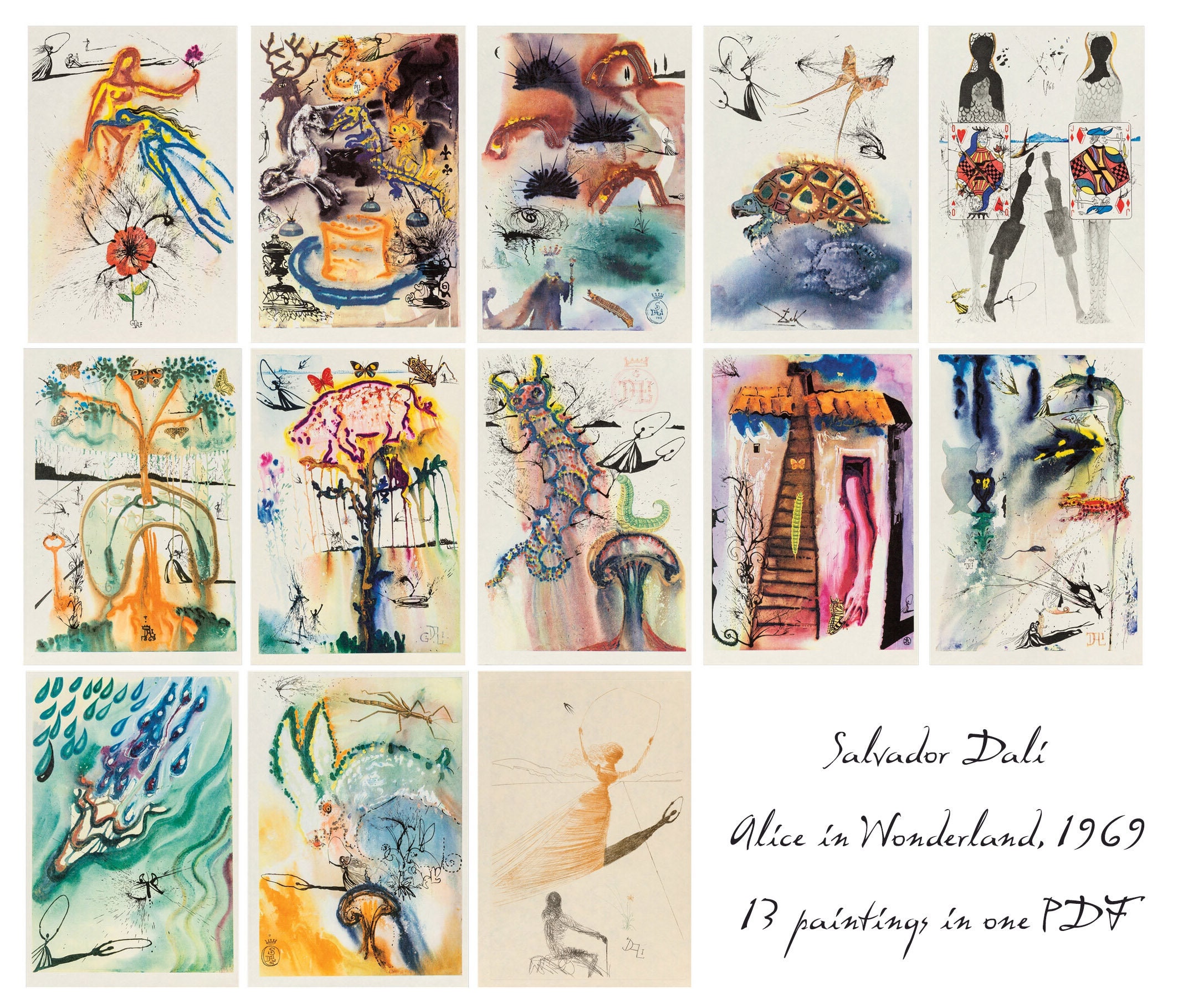 Salvador Dali Prints Alice Wonderland Download Dali Fleurs Art Surreal ...