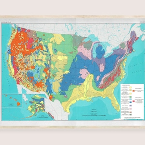 US Geologic Map Large Print Digital - Old Geology Map Science Poster ...