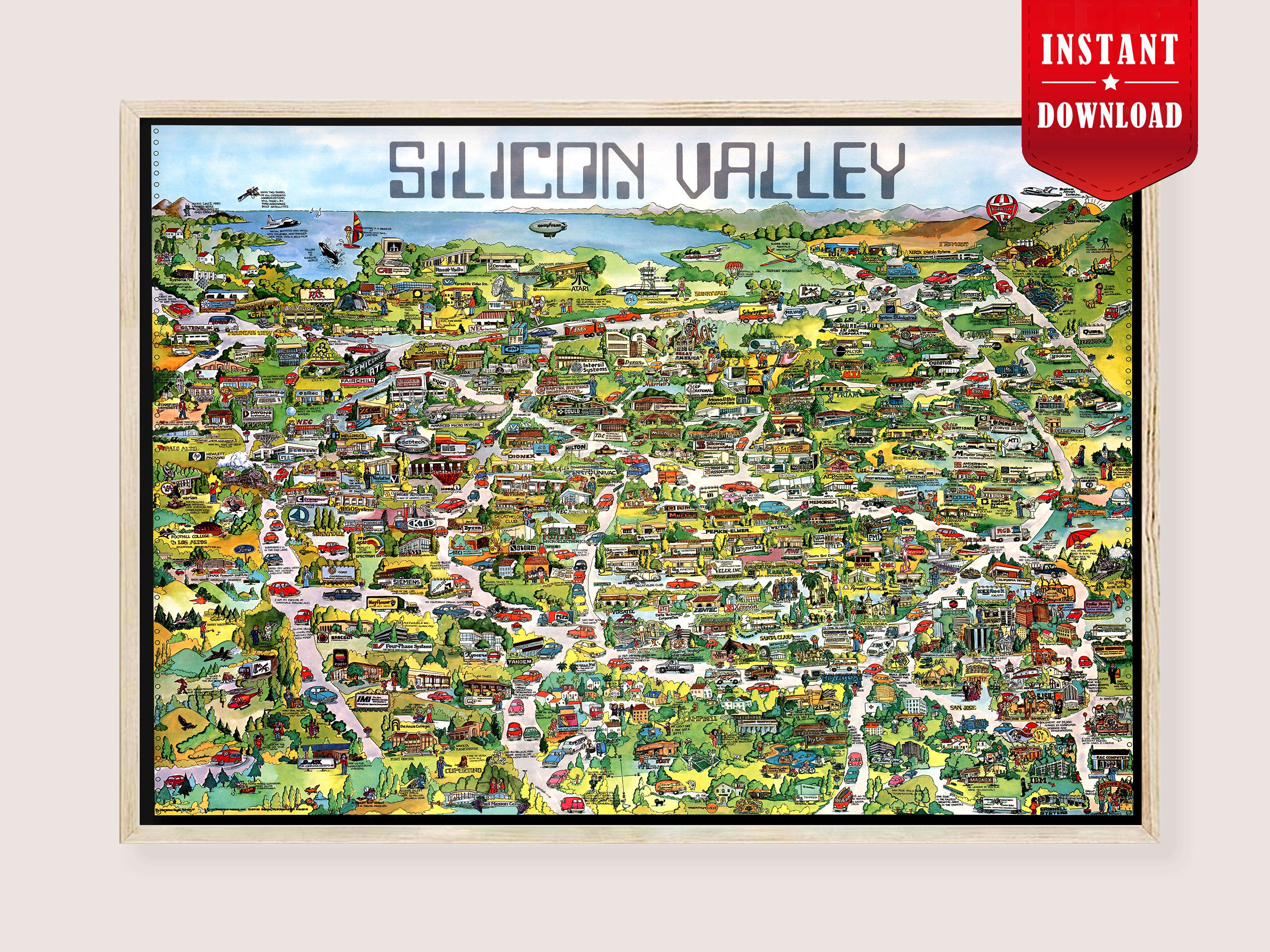 Silicon Valley Map Poster Download - California Illustrated Map Digital ...