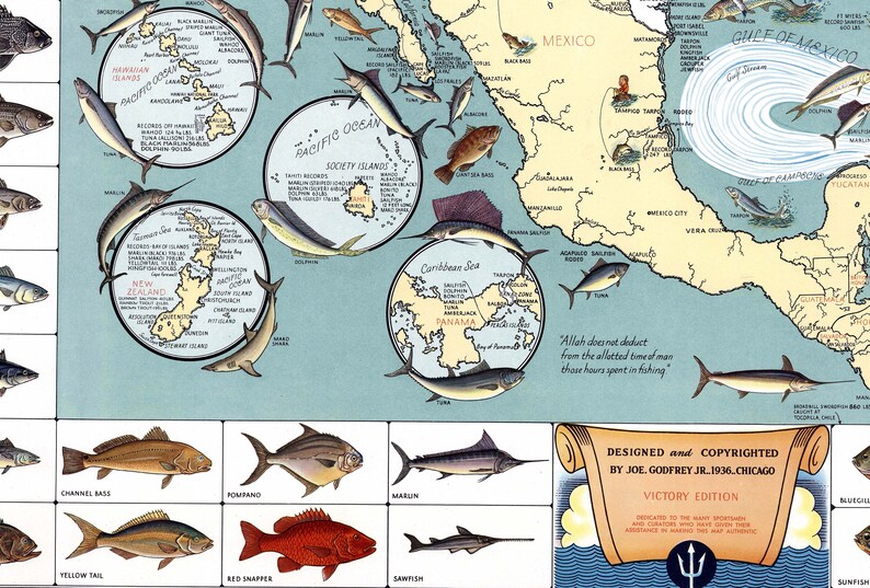 Big Game Fish Map Download Fish Map of the US Big Game Poster - Etsy