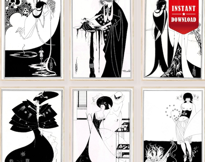 Art Nouveau, Aubrey Beardsley, Art Nouveau Print, Black and White, Art ...