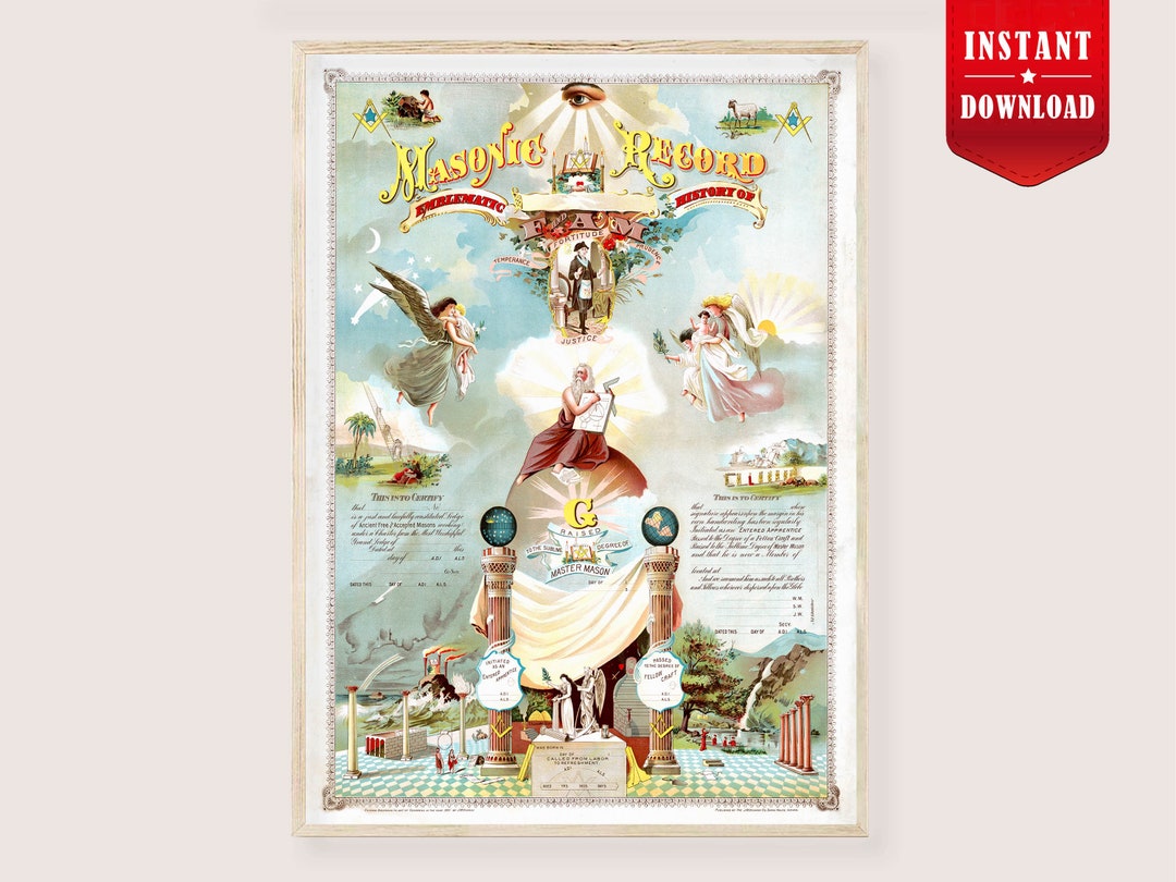 Masonic Record Freemason Art Poster Masonic History - Vintage ...