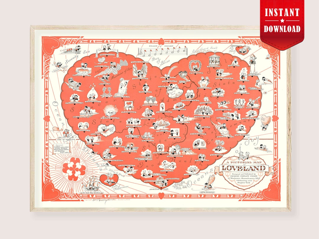 Loveland Map Print Download Love History Chart, Wedding Gift Wall Art ...