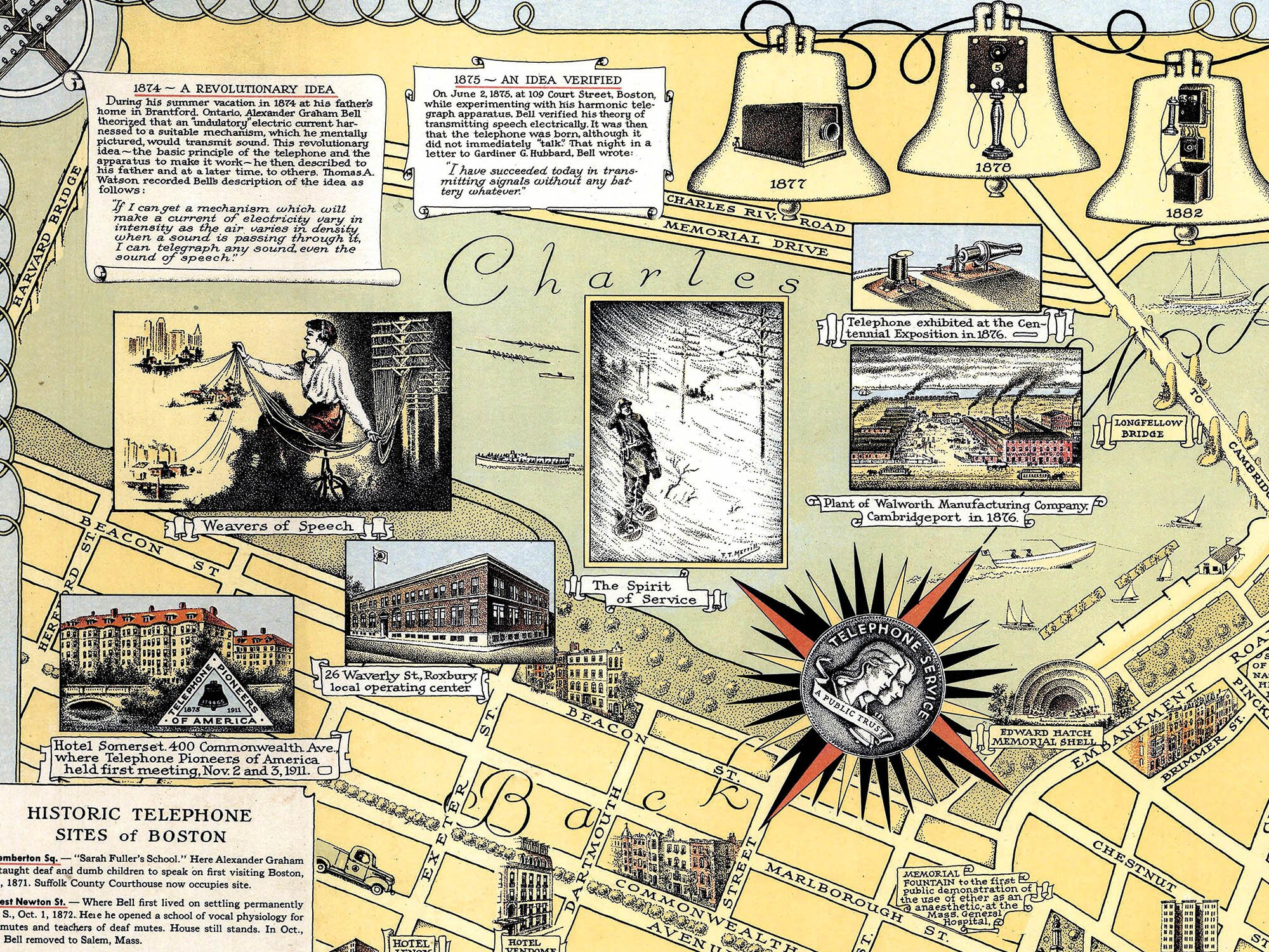 Old Map of Boston 19th Century Map Download Telephone's Birthplace ...