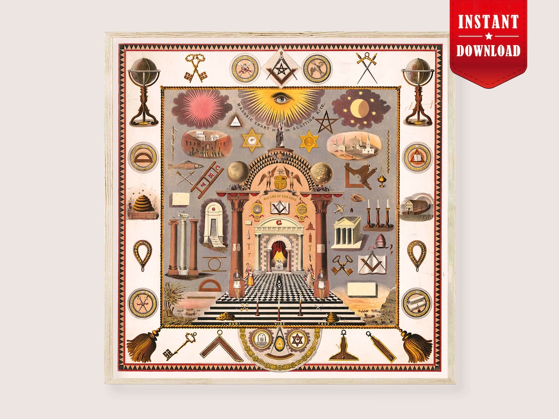 Masonic Poster Master Masons Chart - Freemason Art Poster Masonic ...