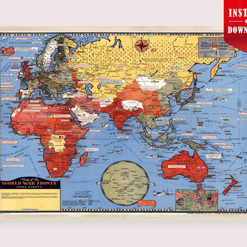 World War Ii Europe Map - Etsy