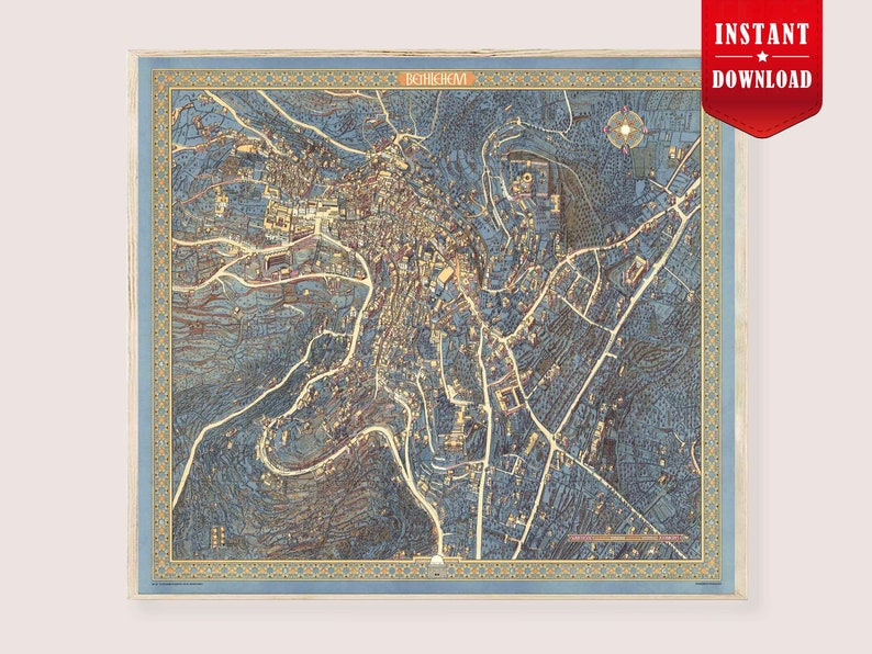 Bible Map Bethlehem Jesus Timeline Poster Download Vintage Biblical ...