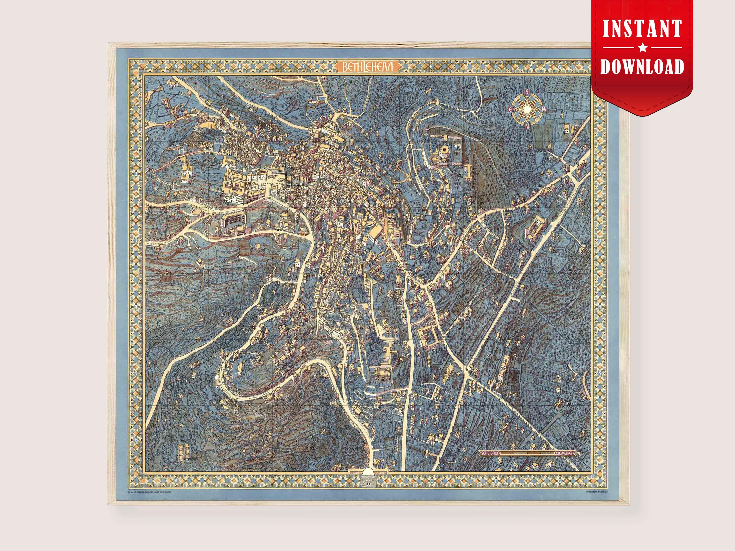 Mapa de la Biblia Belén Jesús Línea de tiempo Poster Descargar Vintage ...