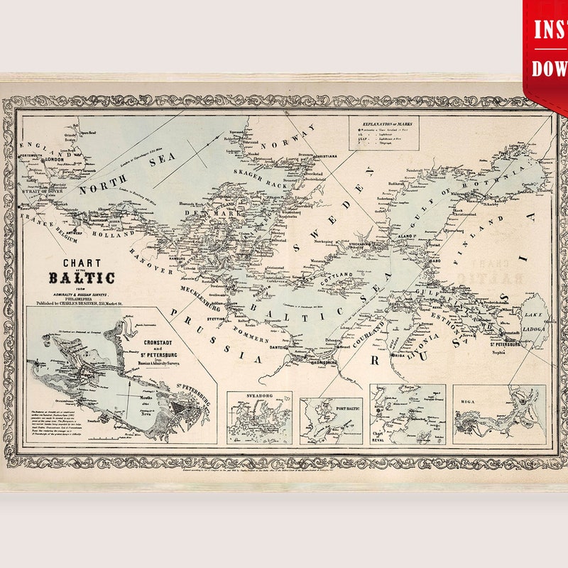Old Map Baltics - Etsy