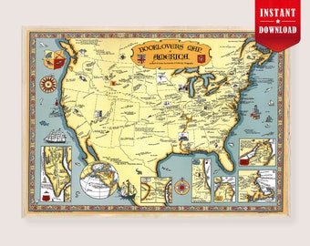 Fantasy Map of United States, USA Map - Etsy