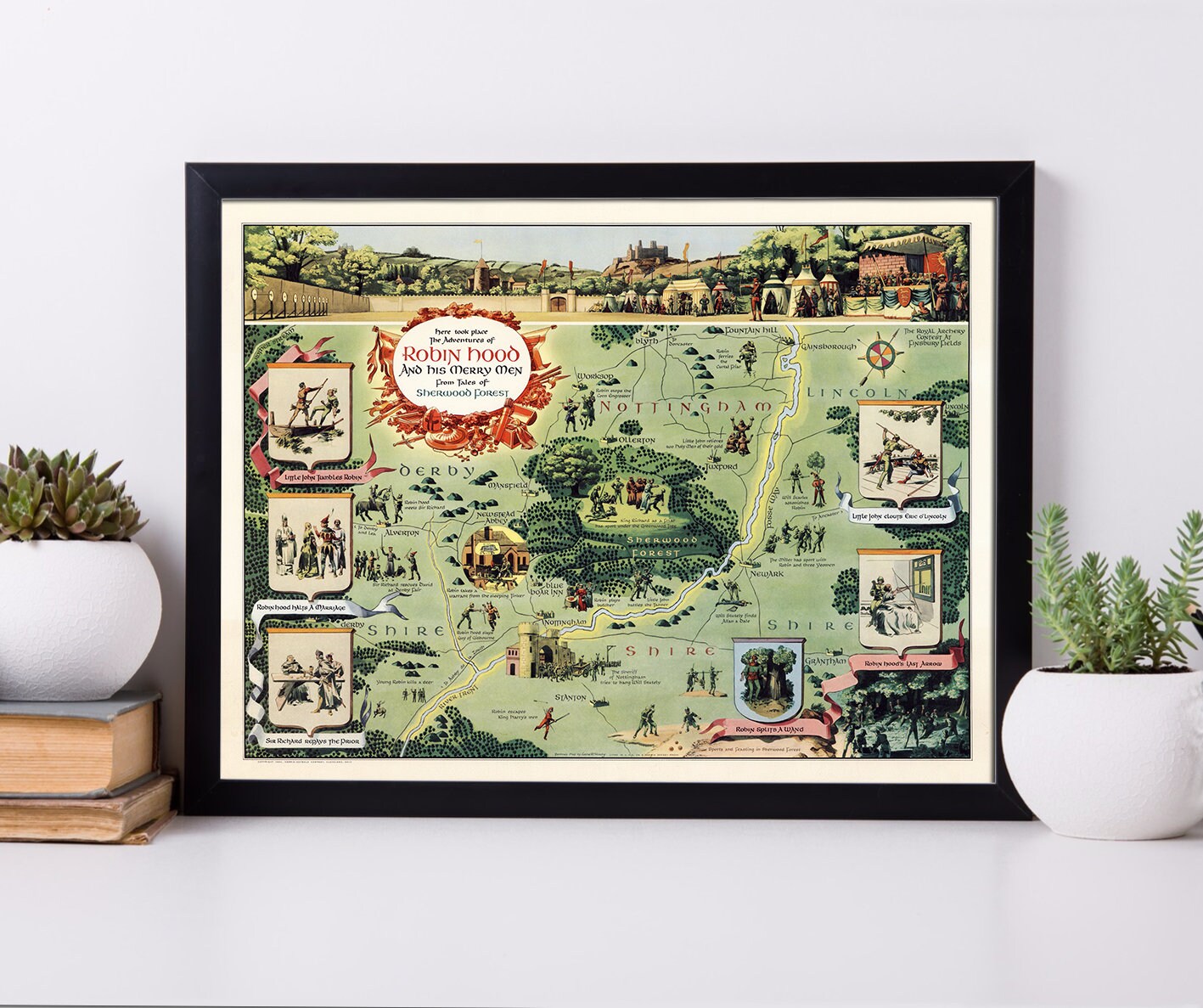 Robin Hood Art Print Fantasy Map Digital Literary Poster Vintage Print ...