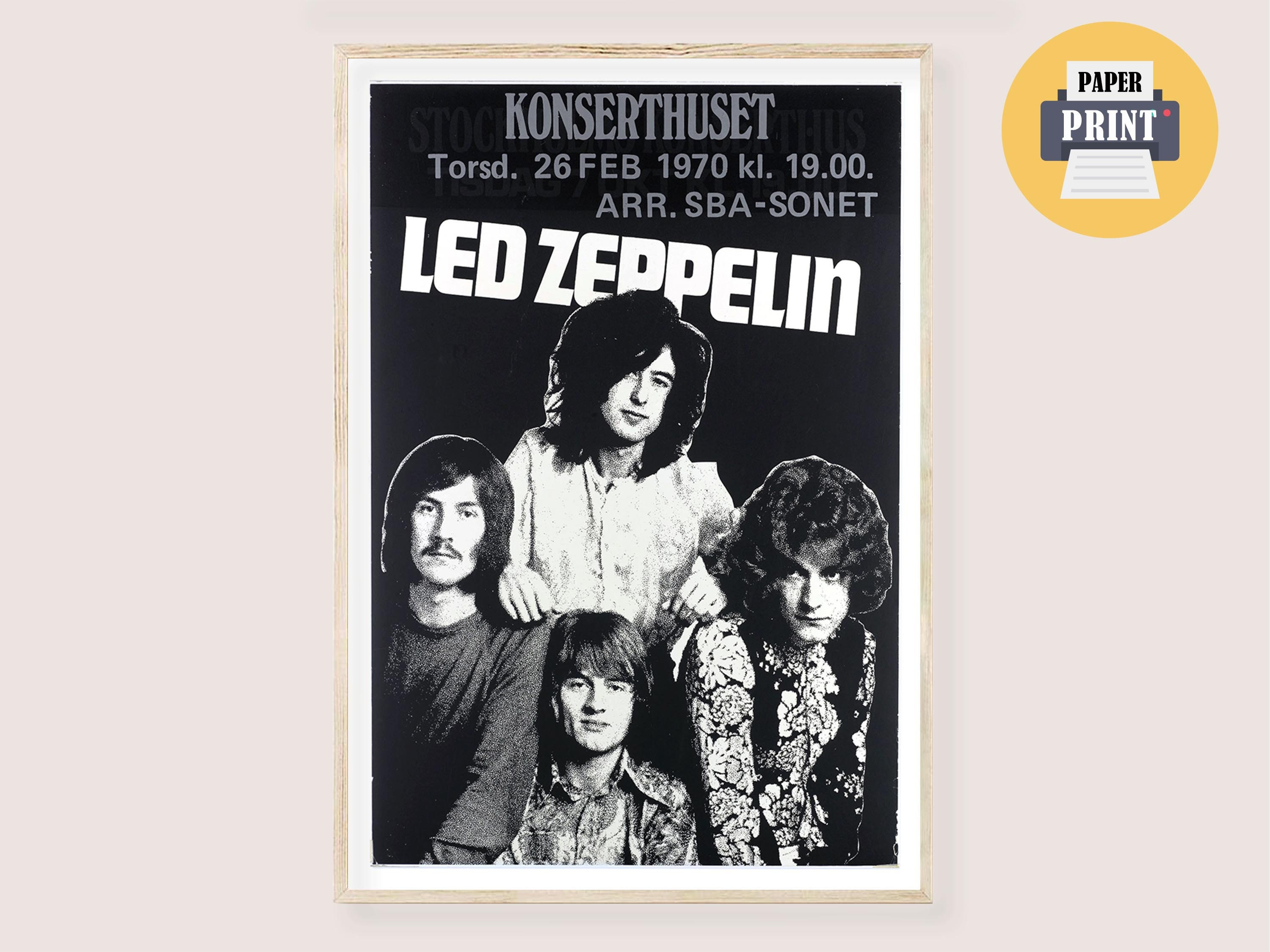 Led Zeppelin 1970 Poster Retro Concert Art Print, Led Zeppelin Album Cover Stairway to Heaven ...