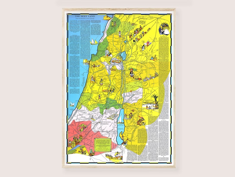 Holy Land Map Jerusalem Bible Timeline Religious Map of Holy - Etsy