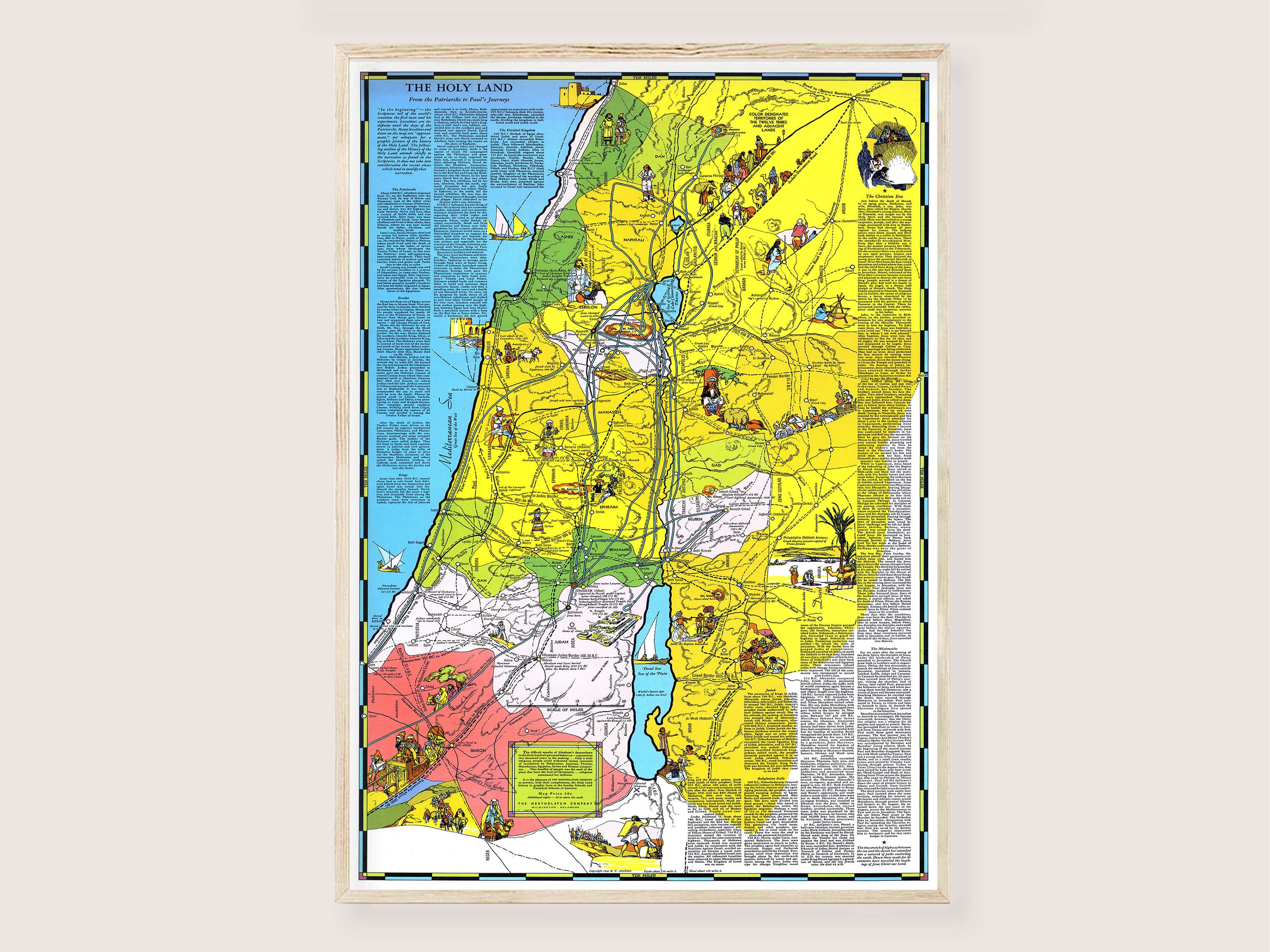 Holy Land Map Jerusalem Bible Timeline Religious Map of Holy - Etsy
