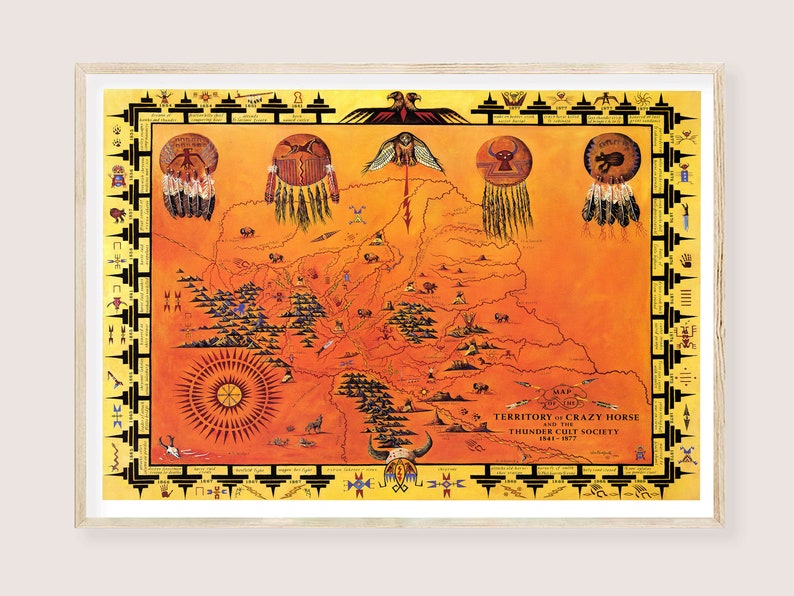 Crazy Horse Territory American Indians Map Download, Lakota Camp Print ...