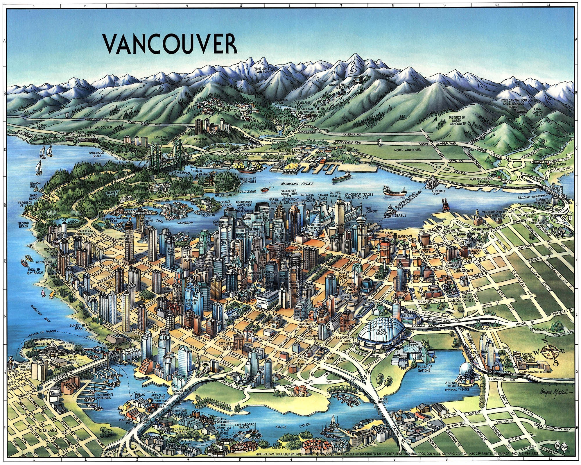 Vancouver City Art Map Download Large Map of Vancouver Wall Art Decor ...