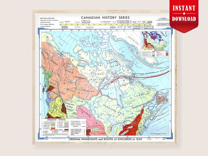 Canada Map History of Canada Exploration - Large Map Canada Wall Art ...