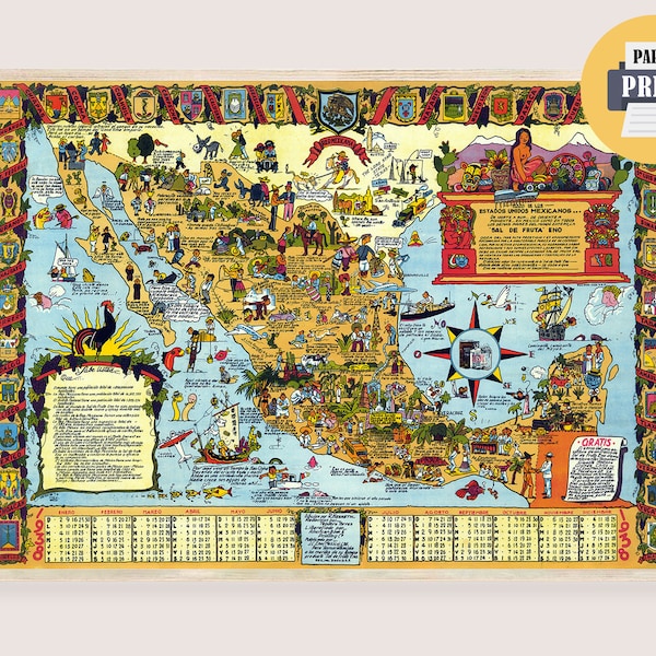 Pictorial Map Mexico - Etsy