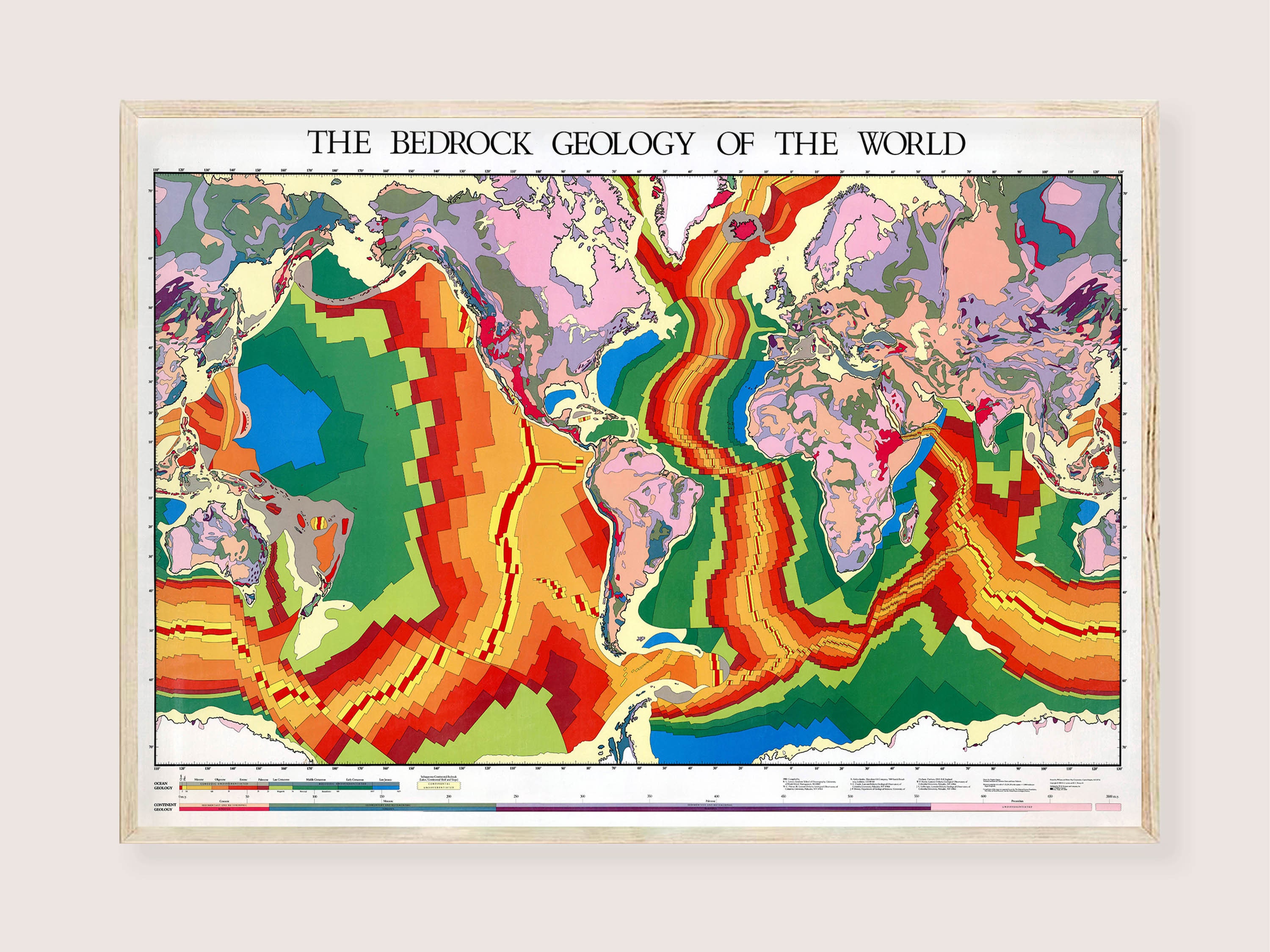 World Geological Map Oceanic Continental Print Poster Tectonics Map ...