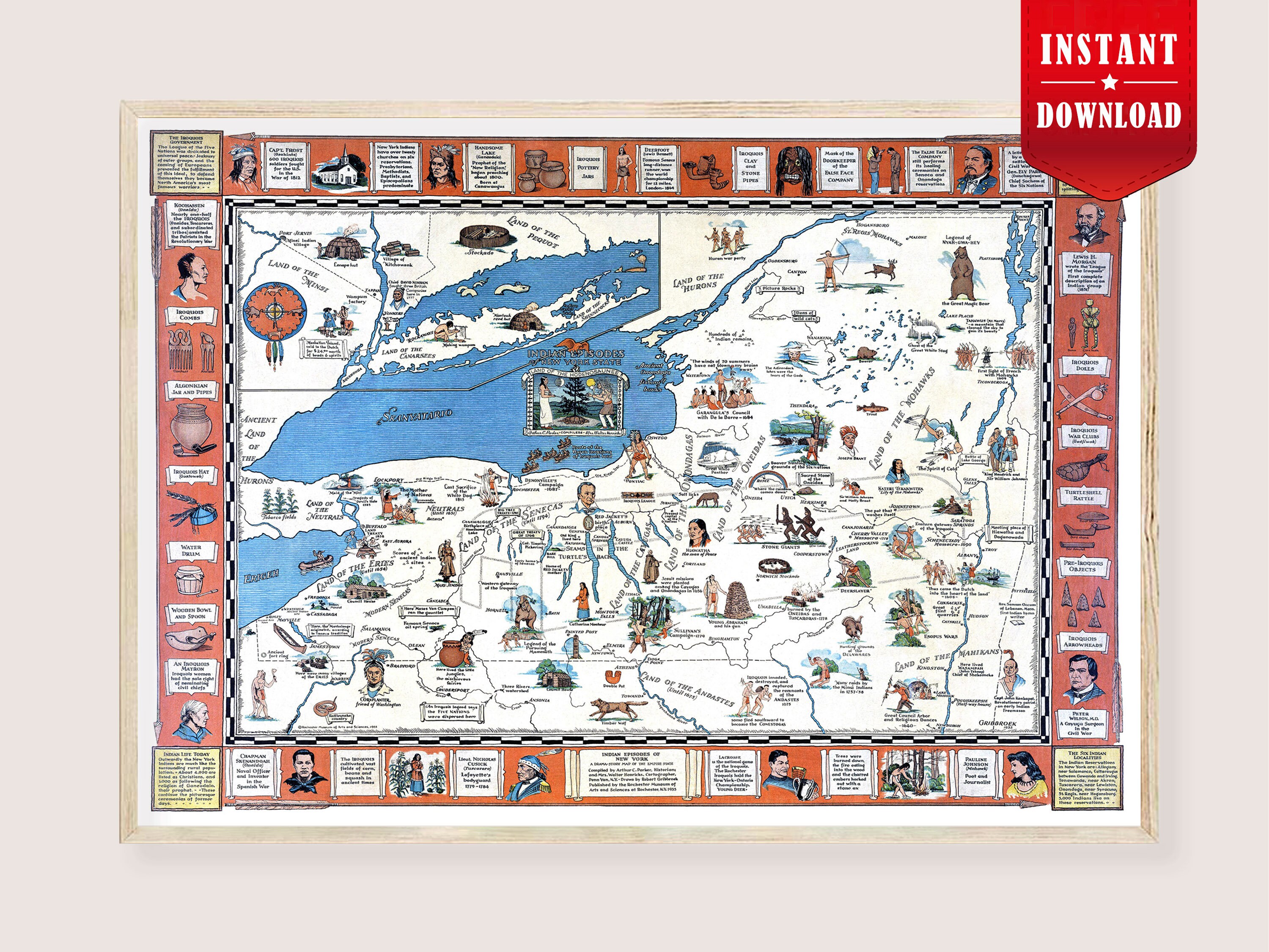 Indian Tribes New York Map Poster Native American Tribes Map Print ...