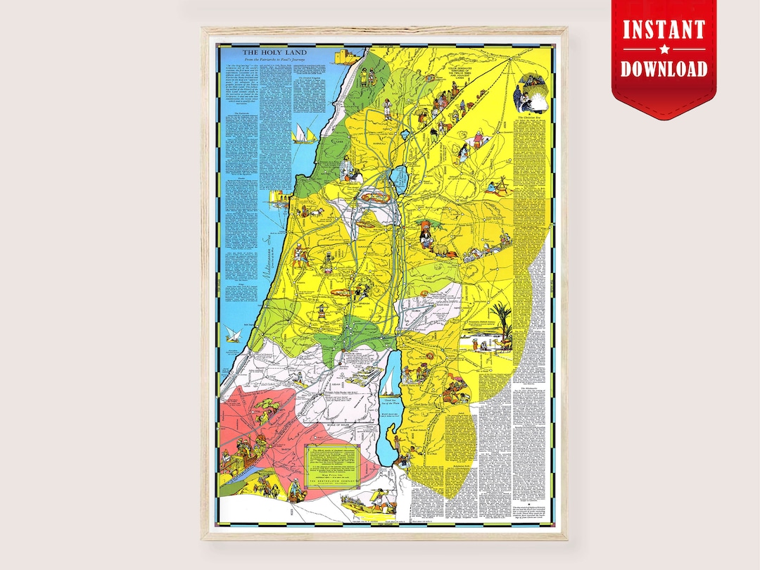 Holy Land Map Jerusalem Bible Timeline - Religious Map of Holy Land ...