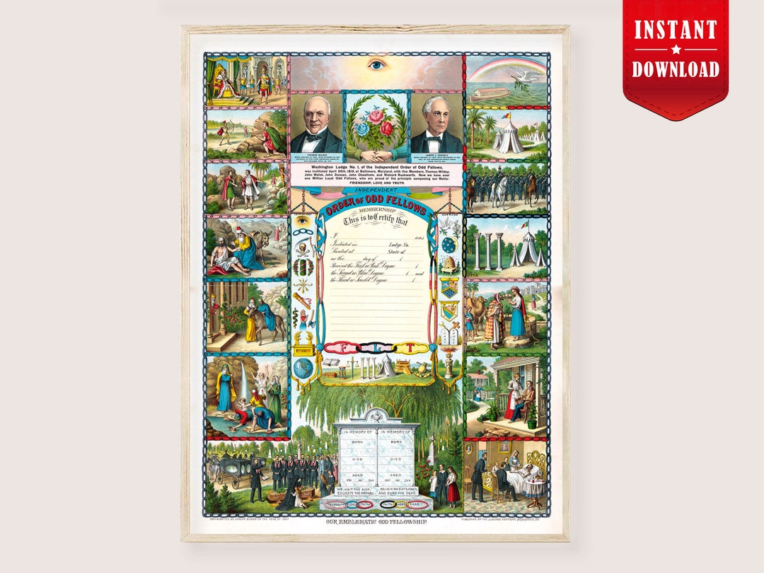 Master Masons Emblematic Freemason Art Poster - Masonic History Vintage ...