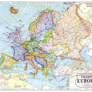 Europe Map 1925 Poster Digital Political Europe Map Print, Vintage Map ...