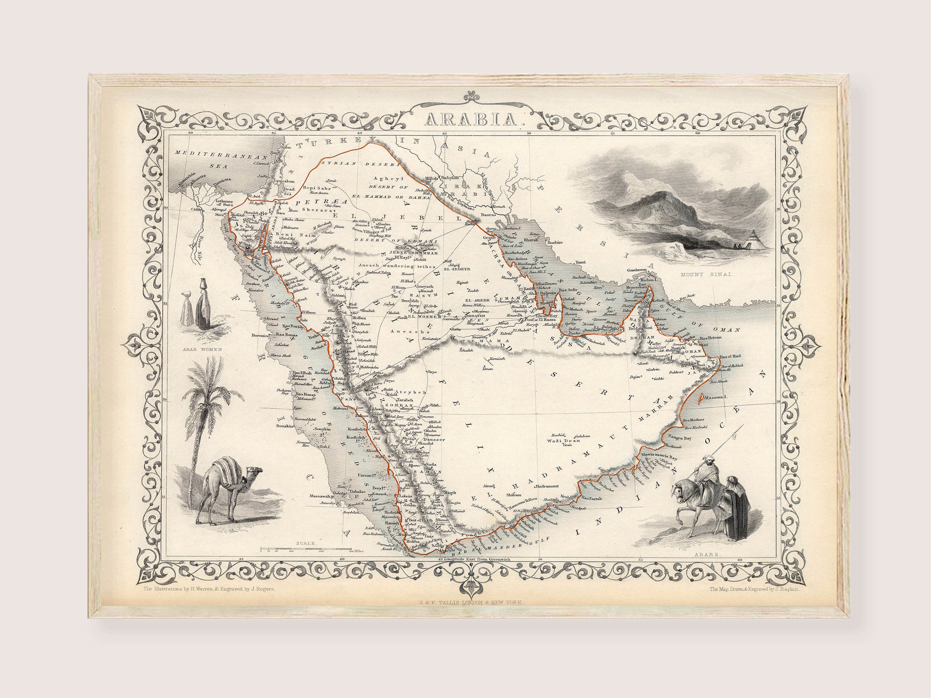 Arabic World Map 1851 Print Download - Old Middle East Map Wall Decor ...