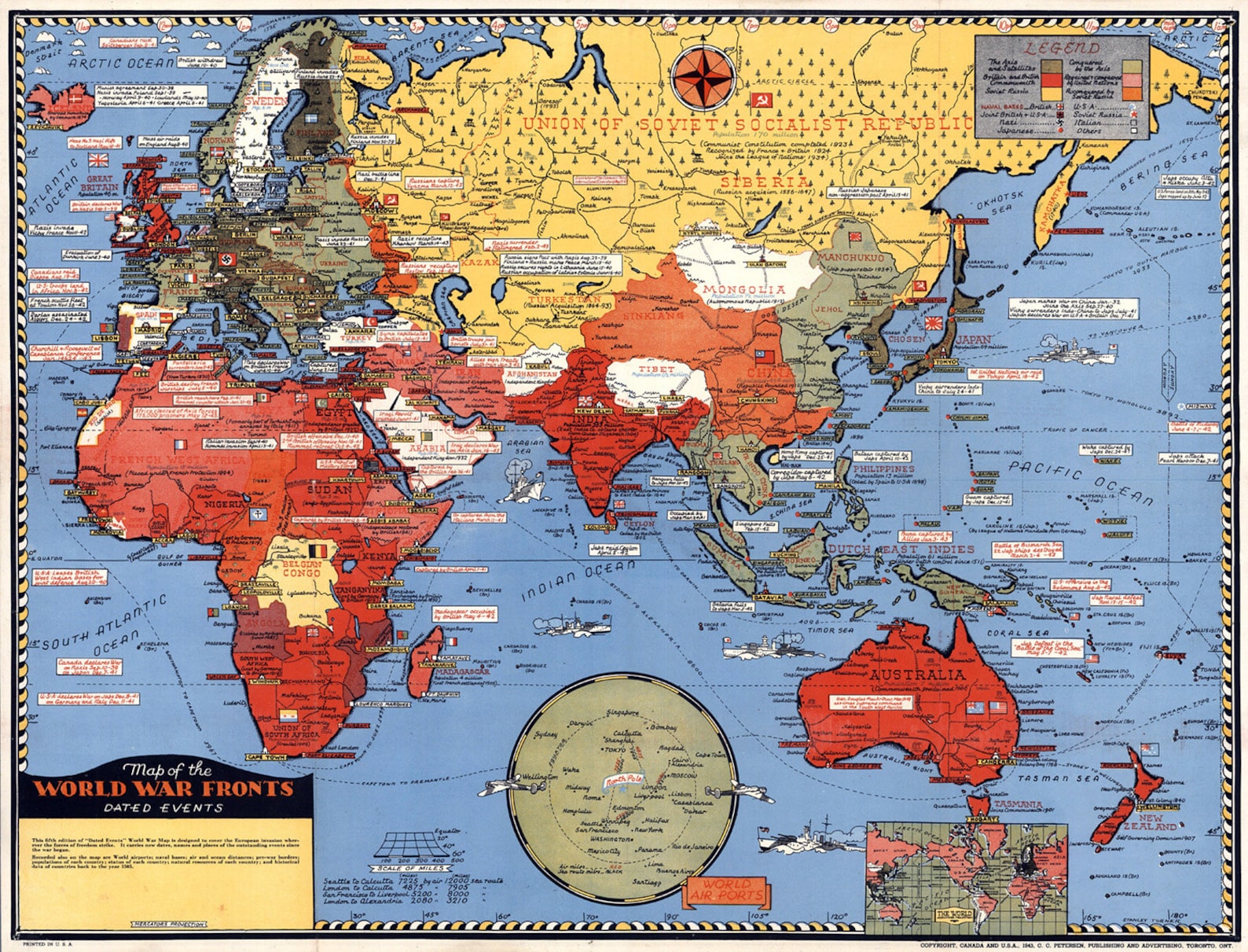 World War 2 Map Download WW II History Map European Invasion Print ...