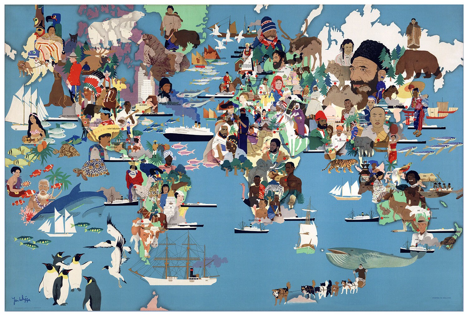 World Nations Map of People - Nursery World Map Art Kids Room, Kids ...