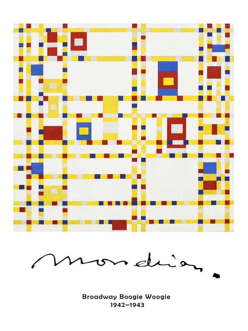 Piet Mondrian Poster Digital - Retro Print Broadway Boogie-woogie, Piet ...