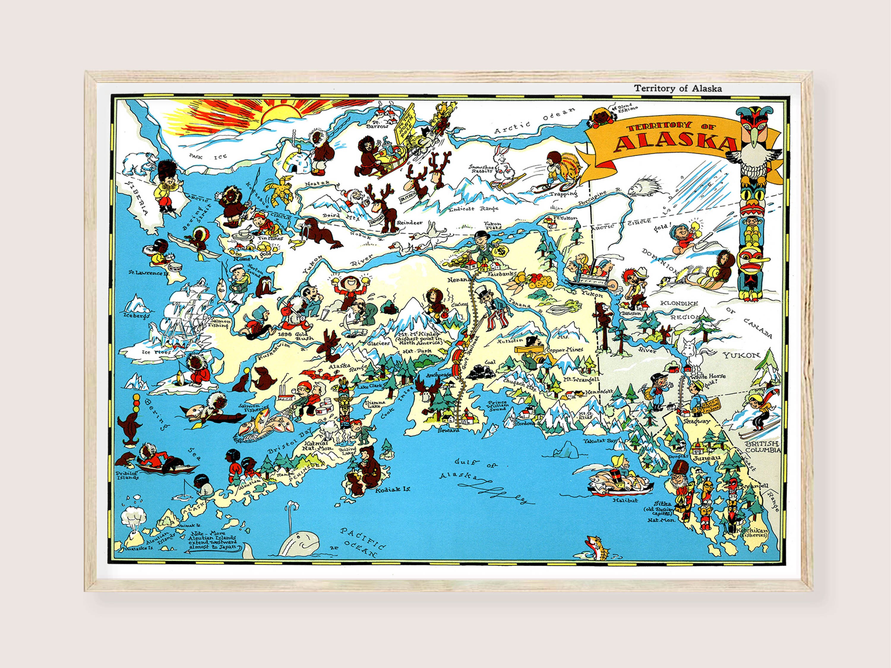 Alaska Map Kids Print Digital Pictorial Travel Alaska Map Download Kids ...