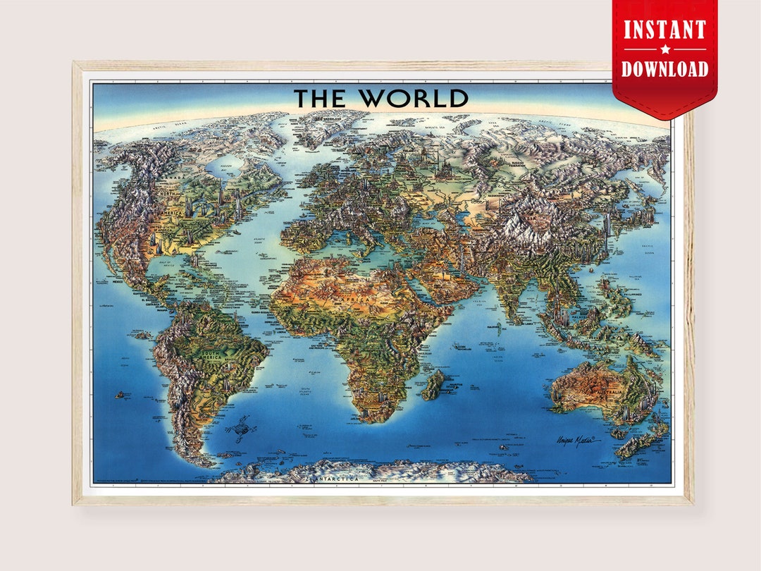 Good World Map Download Nursery World Map Art Kids Room, Kids Retro ...