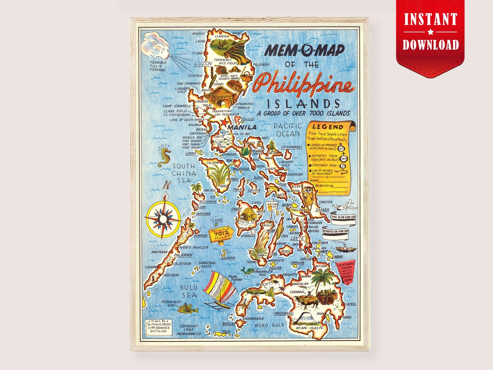 Philippines Map Art Poster Digital - Pictorial Map Philippines Map ...