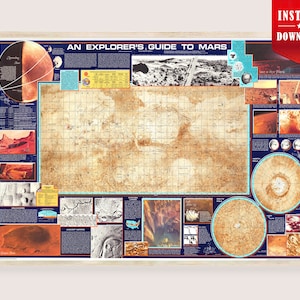 NASA Guide to Mars Chart Digital Space Exploration Map Download ...