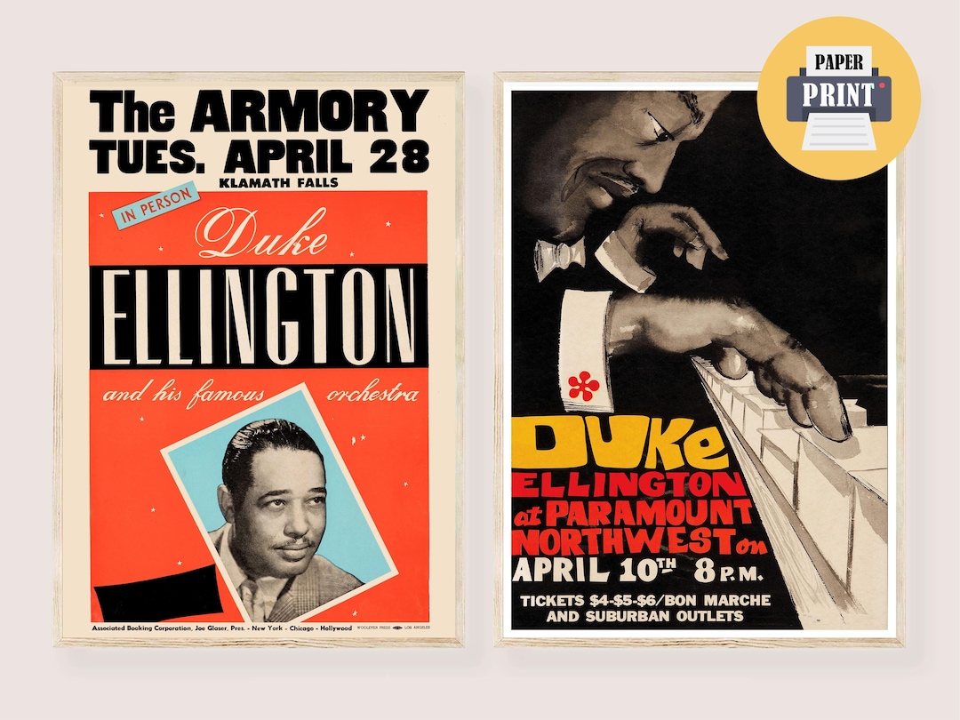 Jazz Posters Duke Ellington Art Prints Vintage Jazz Festival Retro Jazz ...