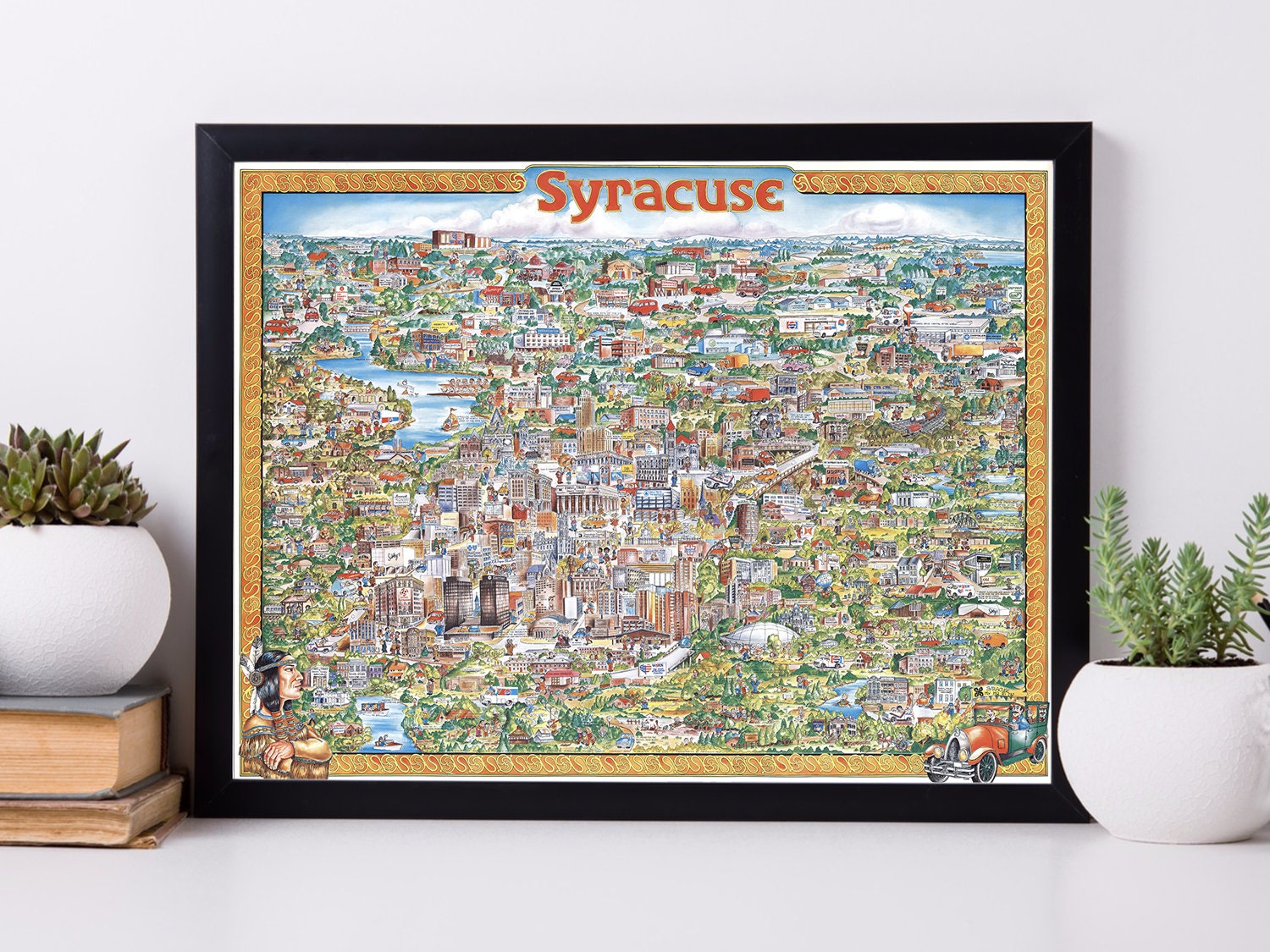 Syracuse City Map Wall Art Print Digital - Old Map Syracuse Download ...