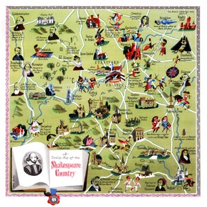 Shakespeare Plays Country Map Print Fantasy England Story Map ...