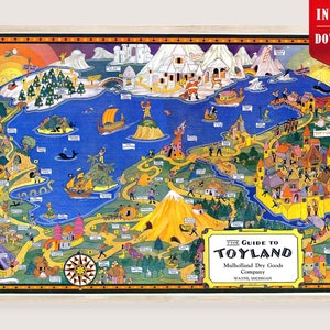 Toyland Map Print Download - Land of Fairy Tale Kids Poster Digital ...