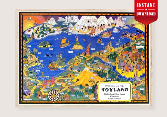 Toyland Map Print Download Land of Fairy Tale Kids Poster - Etsy