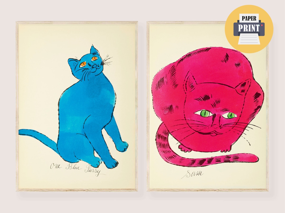 25 Cats Named Sam Andy Warhol Print Set of 2 Pop Art Warhol Cat Sam Posters, Warhol Wall Art ...