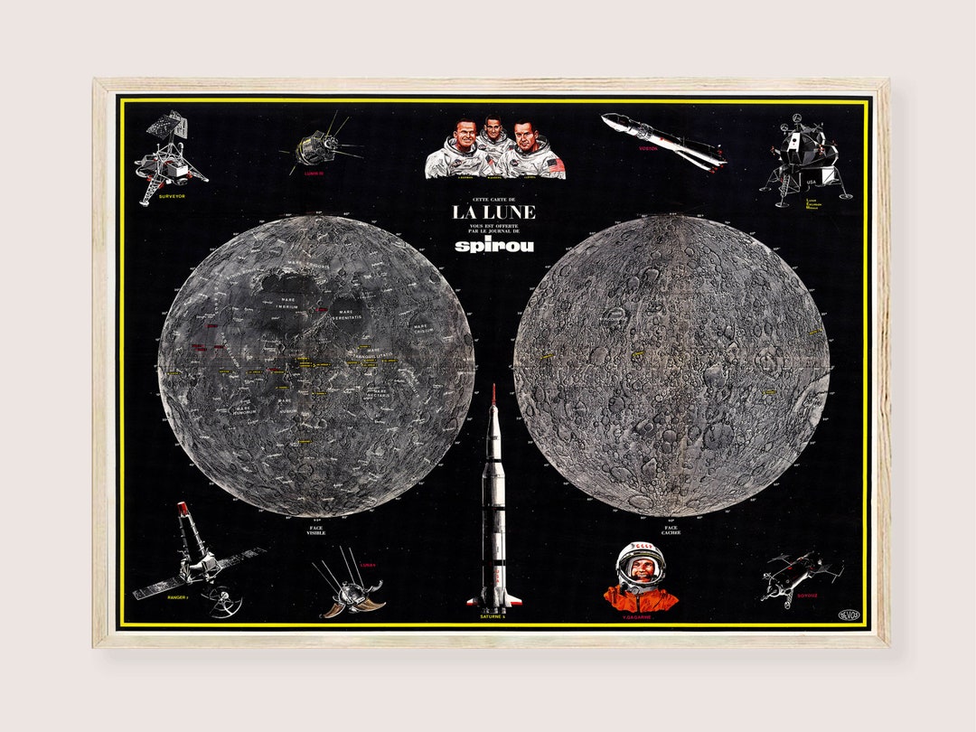 Vintage Moon Map Digital Antique Moon Print Vintage Lunar - Etsy