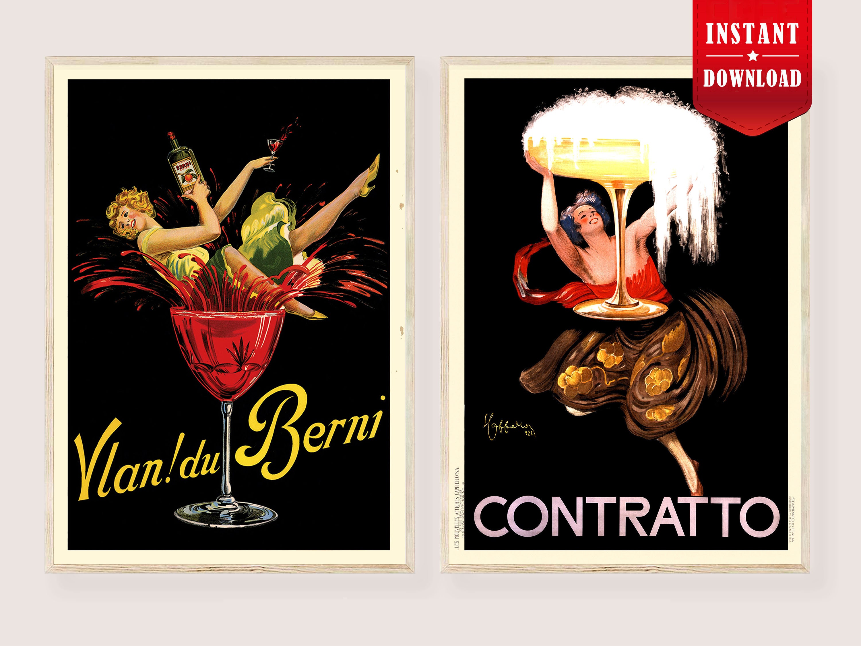 Vintage Champagne Posters Download Contratto Drink Advert Prints Art ...